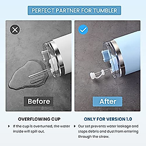 Tops Home Set of 3 Silicone Spill Proof Stoppers, Compatible with Stanley Cup 1.0 (40oz/30oz) - Tumbler Accessories, with 2 Straw Cover Caps, 2 Square Spill Stoppers, and 2 Round Leak Stoppers