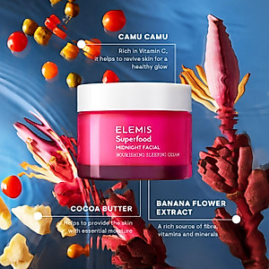 ELEMIS Superfood Midnight Facial, Moisturizer Face Cream, Hydrating Face Moisturizer for Dry Skin, Firming Facial Cream, Camu Camu & Vitamin C Cream