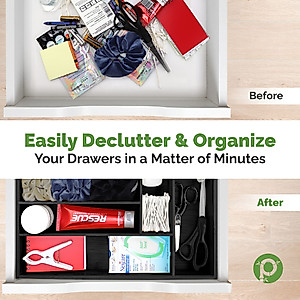 Pristine Bamboo silverware tray organizer– Flatware Utensil Cutlery Silverware Holder for Drawer – Small Extra-Deep Wooden Kitchen Drawer Organizer Divider for Spoons Forks Knives (6-Slots, Black)