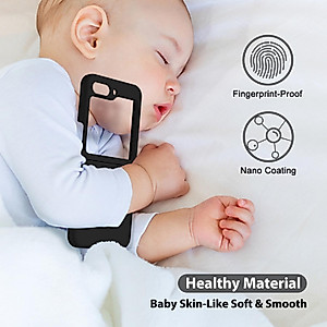 oakxco for Samsung Galaxy Z Flip 5 Phone Case Liquid Silicone Grip, Cute Thin Slim Soft Rubber TPU Plain Smooth Gel Cover for Women Girl Aesthetic Design, Matte Solid Protective & Shockproof, Black