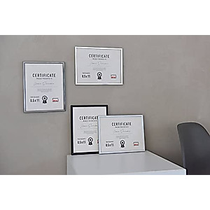 DEHA Design 8.5x11 Picture Frame Boston Silver | sturdy aluminum metal with shatter resistant and light acrylic glass | horizontal and vertical format for wall or tabletop with back easel | especially for certificate or document | MADE IN GERMANY