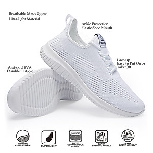 BXYJDJ Walking Shoes for Men Lightweight Trainers Running Sneaker Athletic Gym Fitness Sport Shoes Casual Working Jogging Outdoor Shoe White 10