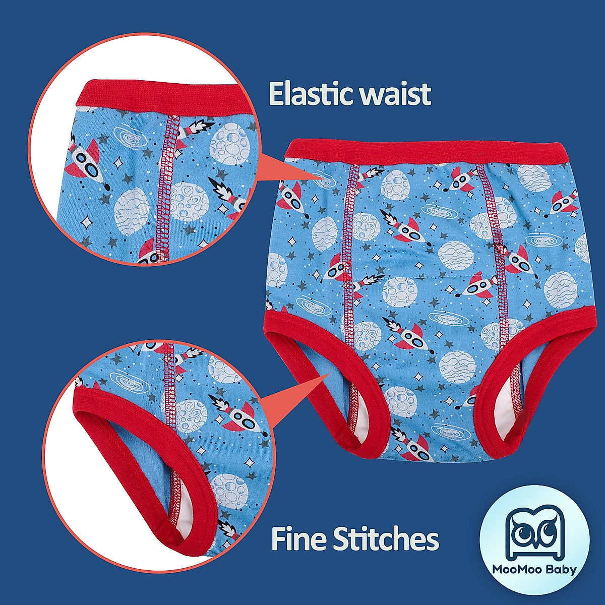 MooMoo Baby 8 Packs Potty Training Pants Cotton Absorbent Training Underwear for Toddler Baby Boy 2T