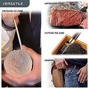 Ice Picks in Gift Box - Premium Stainless Steel Ice Picks Kitchen Tool with Wooden Handle Safety Cover Portable for Bars Restaurant Home Bartender Picnics Camping, 1PCS (EbonyWood 9")