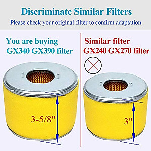 HOODELL Professional GX390 Air Filter, Compatible with Honda GX340 GX 390 11HP 13HP Engine 17210-ZE3-505 17210-ZE3-010 Air Filter