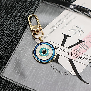 MyfavoriteK Shining Enamel Evil Eye Keychain for Women Protection Good Luck Charms Key Chain for Car Keys Holder Bag Purse (Blue)