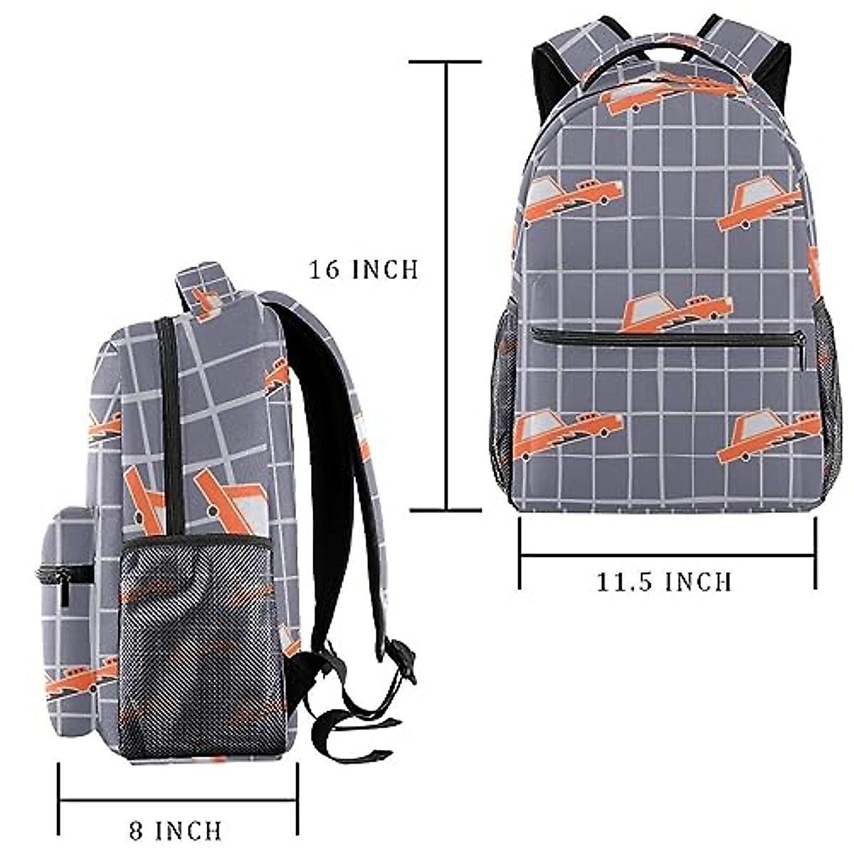 Sportcar Pattern In Doodle Style Durable Laptops Backpack Computer Bag for Women & Men Fit Notebook Tablet