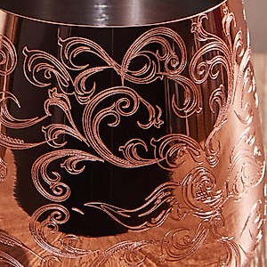 Sky Fish Etched Stainless Steel Wine Glasses With Copper Plated,Set of 2(17oz) Wine Goblets