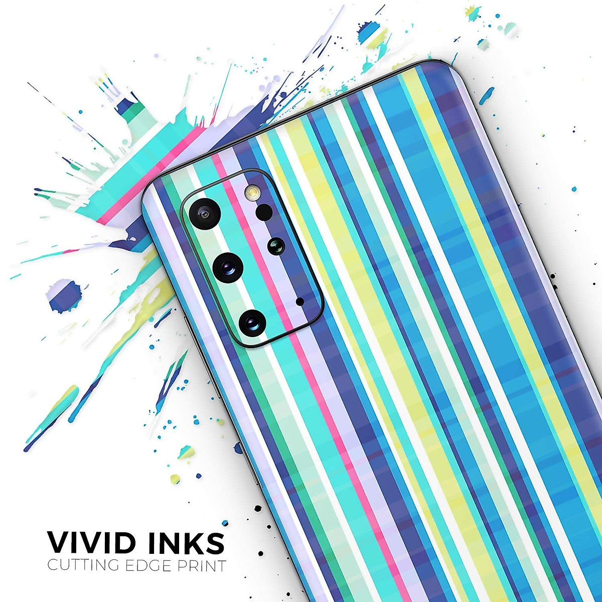 DesignSkinz Colorful Highlighted Vertical Stripes Protective Vinyl Decal Wrap Skin Cover Compatible with The Samsung Galaxy S20 (Screen Trim & Back Glass Skin)