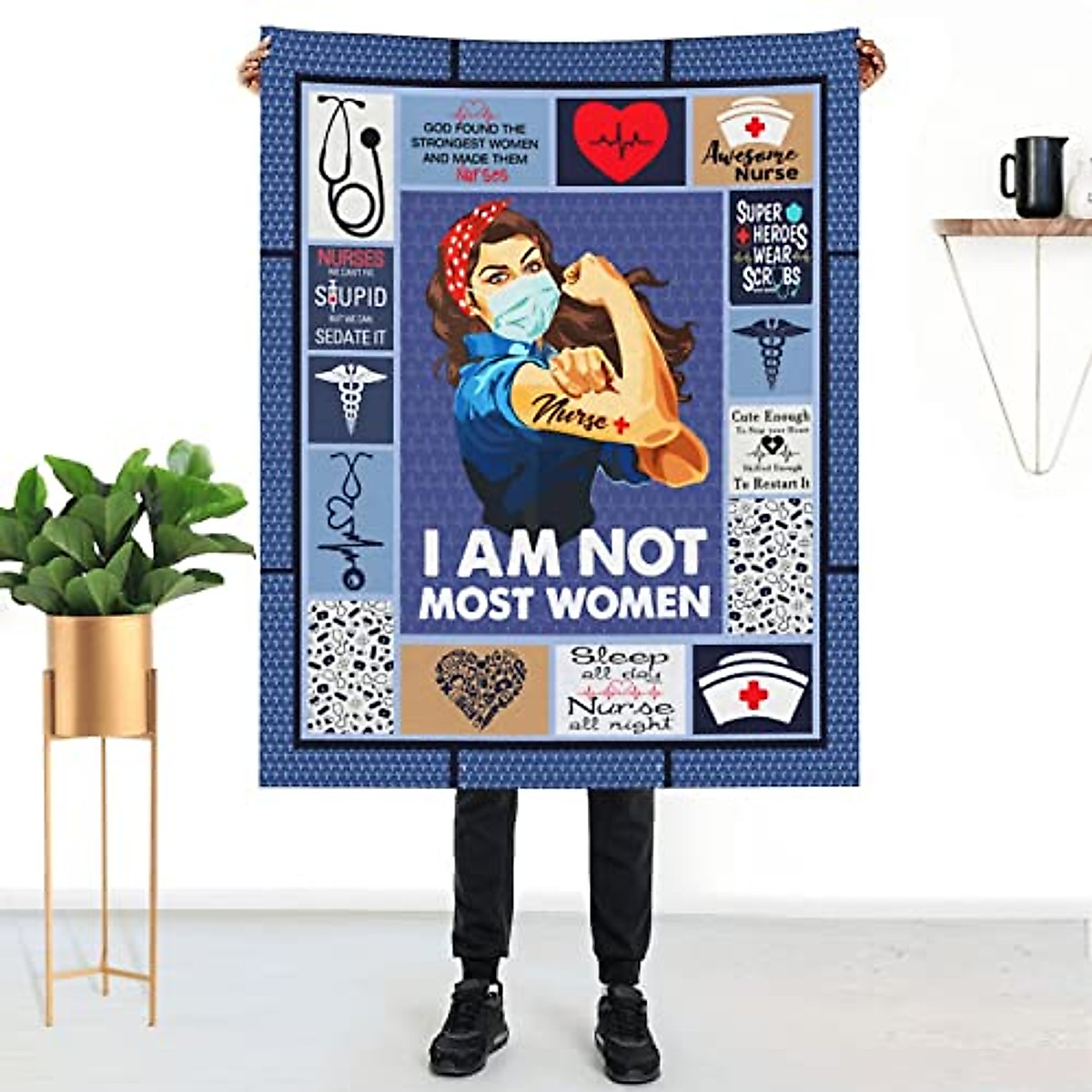 Joyloce Gifts for Nurse Blanket, Women Nurse Gifts for Birthday Christmas International Nurses Day, Flannel Fleece Super Soft Warm Cozy Throw Blanket for Home Office Nap 50"X40"