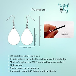 Black Earrings for Women Dangle Teardrop Trendy Boho Jewelry Gift for Her Handmade from The Painted Pug (Black and Gold)