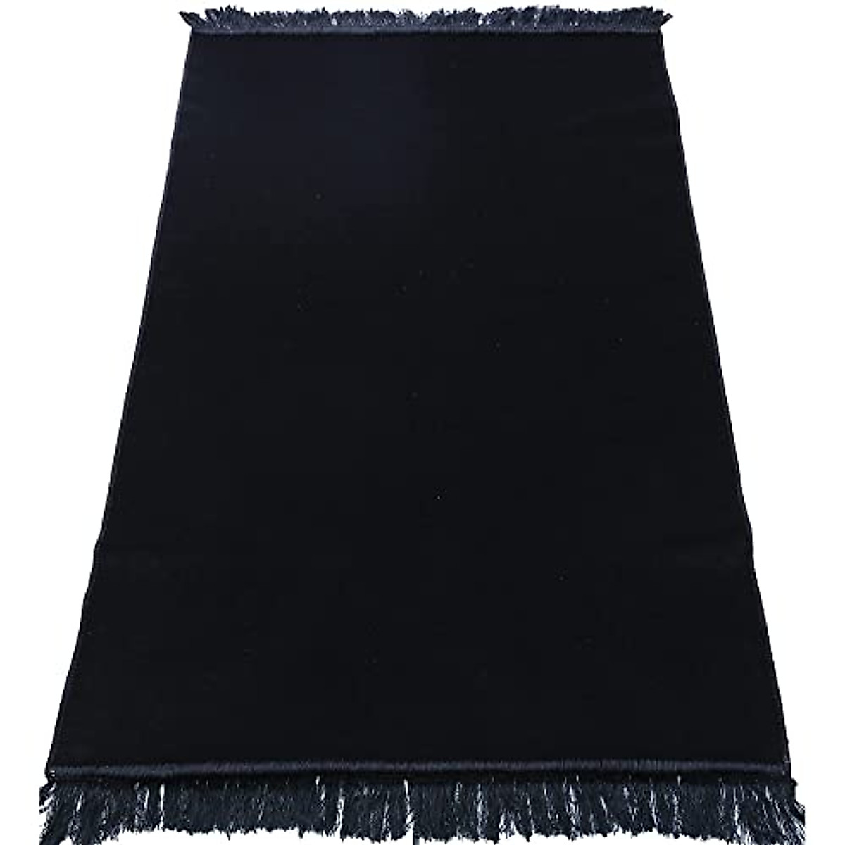Modefa Turkish Islamic Velvet Janamaz Prayer Rug - Prayer Mat Carpet for Men and Women - Traditional Muslim Sajadah - Ramadan or Eid Gift - Solid Simple (Black)