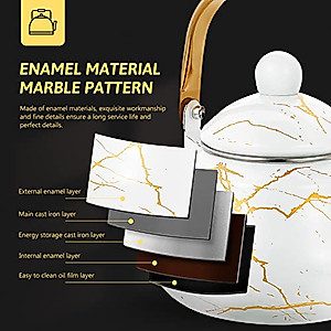 Enamel Teapot Porcelain Enameled Teakettle 1.5L Vintage Tea Kettle Teapot Water Kettle Coffee Kettle Teapot Water Boiling Kettle for Home Gas Stove