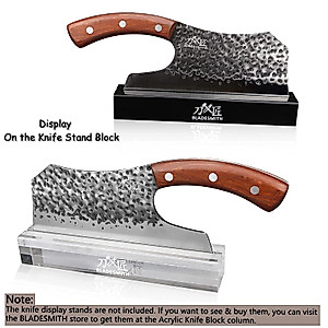 BLADESMITH Vegetable Cleaver Knife Effort Saving - Ultra Sharp Chinese Chef Knife Chopping Knife - Full Tang High Carbon Steel Meat Cleaver Forged Blade 7'' -SandalWood Handle - Light & Well Balance