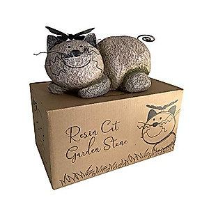 Unido Box Resin Resting Cat Statue, Garden Stone - Perfect for Garden Accent and Home Décor