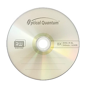 Optical Quantum 8X 8.5GB Double Layer DVD+R DL Recordable Blank Media Logo Top, 50-Disc Cakebox, Dual Layer DVD Discs, DVD DL Blank Discs 8.5GB