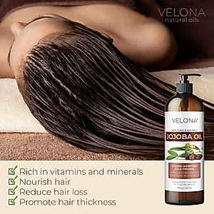 velona Jojoba Oil - 32 fl oz (with Pump) | 100% Pure and Natural | Golden, Unrefined, Cold Pressed, Hexane Free