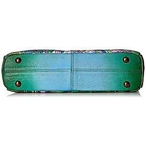 Anna by Anuschka Women's Genuine Leather Medium Multi-Compartment Crossbody | Hand Painted Original Artwork | Midnight Peacock