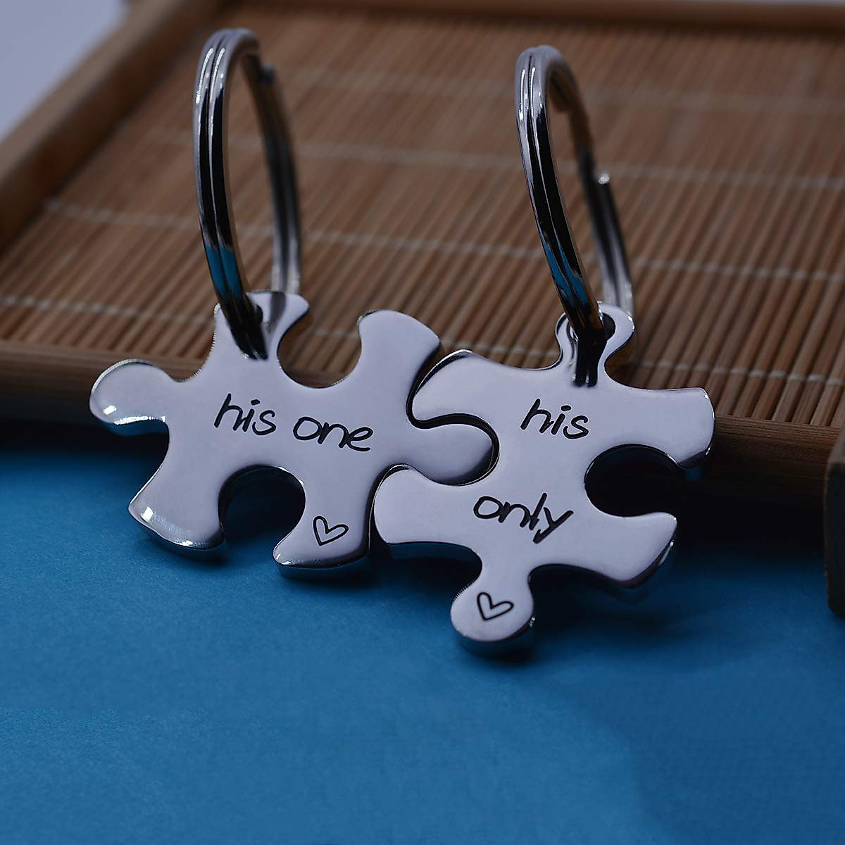 omodofo Puzzle Piece Keychains Set of 2 Gay Boyfriend Couples Jewelry LGBT Lesbian Girlfriend Valentines Day Wedding Gifts (His One & His Only (Keychain))