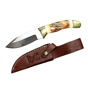 TheBoneEdge 9" Full Tang Horn Handle Hand Made Hunting Knife With Sheath