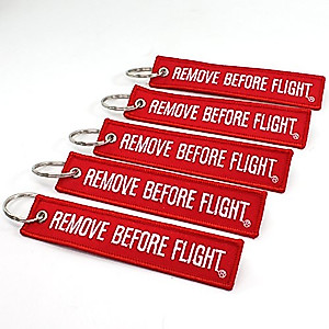 Rotary13B1 Remove Before Flight Key Chain - 5 Pack Red with White Letters