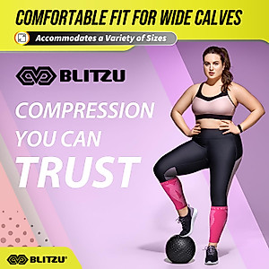 BLITZU Calf Compression Sleeve for Women and Men, Shin Splint Sleeves for Varicose Veins, Nursing, Pregnancy, Running, Footless Compression Socks Support for Calf Muscle Pain Relief Nude XXL