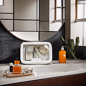 Rownyeon Clear Makeup Case Toiletry Bag Multipurpose Travel Makeup Train Case Portable Cosmetic Organizer Transparent Storage Bag White