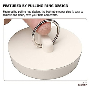 OSALADI 8pcs Drain Stopper Bathroom Tub Kitchen Sink Stopper Bathroom Sink Stopper Tub Stopper with Pull Ring Bathtub Drain Stoppers Washbasin Stopper Anti-blocking White Drain Rubber