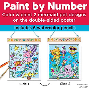 Faber-Castell Paint by Number Mermaid Pets - Kids Watercolor Mermaid Craft for Ages 6-8+