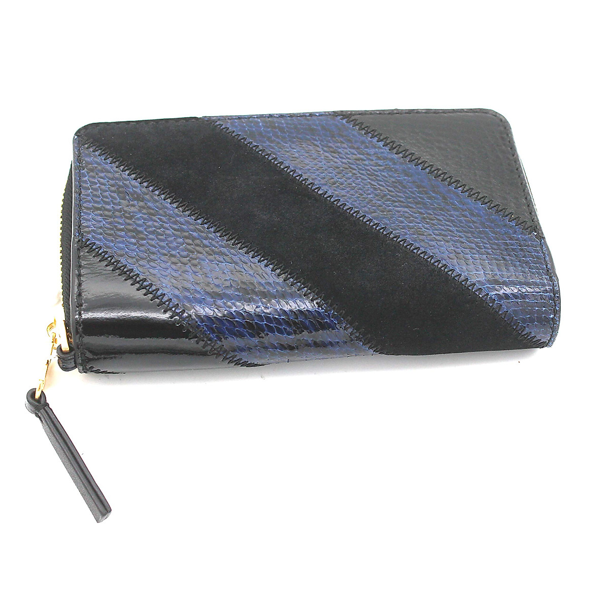 Medium Bifold Wallet Wristlet (Mult-itexture Blue/Black)