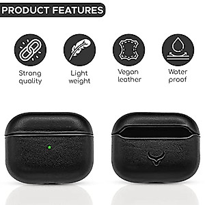 CRETANBULL Genuine Leather Airpods 3 Case – Airpods 3rd Generation Case Compatible with Magsafe & Supports Wireless Charging – Pop Out Your Airpods with Ease (Onyx)