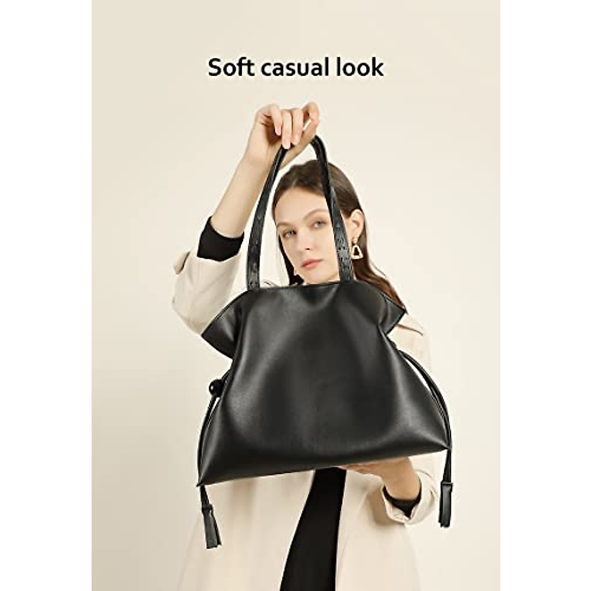 iFeiCho 2023 New Leather Material Women's Fashion Commuter Shoulder Tote Bag, Black, Brown, Coffee (Brown)