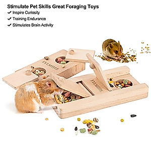 Wooden Pet Hamster Enrichment Toys Interactive Hide Treats Foraging Puzzle for Hamster, Guinea Pig, Pet Rats, Bunny Rabbit and Chinchilla Toys