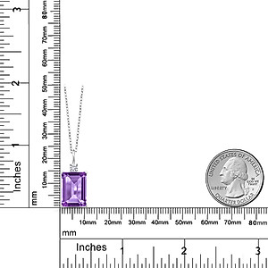 Gem Stone King 925 Sterling Silver Customized and Personalized 14X10MM Emerald Cut and Round Gemstone Birthstone Pendant Necklace For Women with 18 Inch Silver Chain