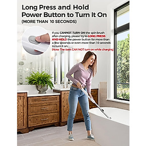 kHelfer Electric Spin Scrubber Kh8, 2024 Upgrade Cordless Shower Scrubber 8 Replacement Head, 1.5H Bathroom Scrubber Dual Speed, Shower Cleaning Brush with Extension Arm for Bathtub Tile Floor