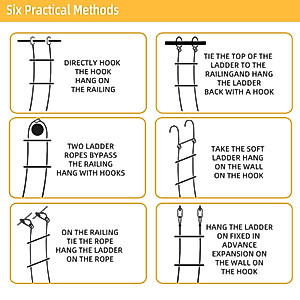 Emergency Fire Escape Ladder,Flame Resistant Safety Rope Ladder with Hooks10FT/13FT/16FT/26FT/32FT/49FT,Fast to Deploy,Easy to Store Withstand Weight up to 2000 pounds(26FT)