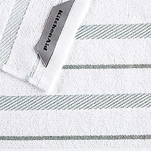 KitchenAid Albany Dishcloth 8 Pack Set, Matte Grey/White, 12"x12"