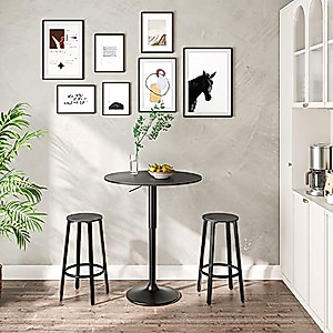 HOOBRO Bar Table, Height-Adjustable Round Pub Table 27-35.4 Inches, Cocktail Table with Base, Modern Style, Suitable for Living Room, Dining Room, Bistro, Black BK58BT01G1