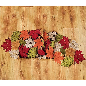 KEVA Fall Table Runner 72inches Long, Autumn Maple Leaves Table Runner 13x72 inch for Thanksgiving Kitchen and Table Decoration, Harvest Fall Farmhouse Rustic Embroidered Thanksgiving Table Runner