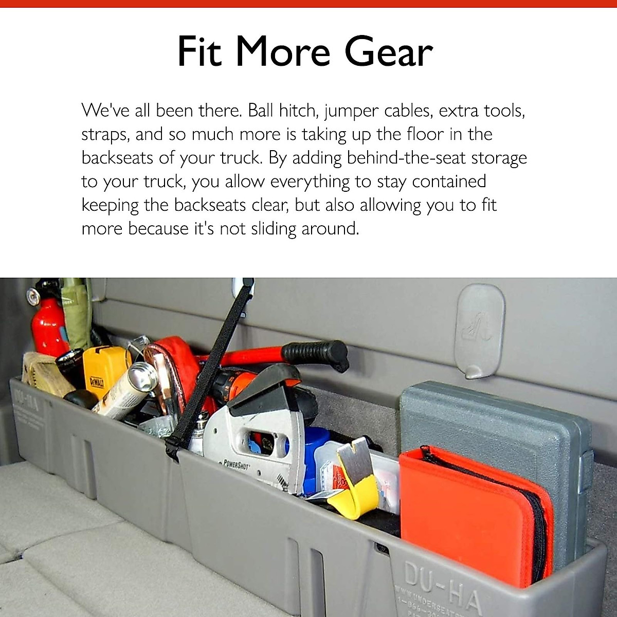 DU-HA Behind-the-Seat Storage Fits 07-17 Chevrolet/GMC Silverado/Sierra Regular Cab, Black, Part #10058