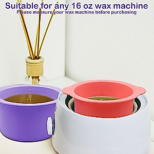 2Pcs Silicone Wax Warmer Liner, Silicone Wax Bowl for Wax Warmer, Non-Stick Wax Melt Warmer Wax Pot Replacement, Reusable Wax Melt Liner with 2 Pcs Wax Spatula Sticks for Hair Removal (Purple, Pink)