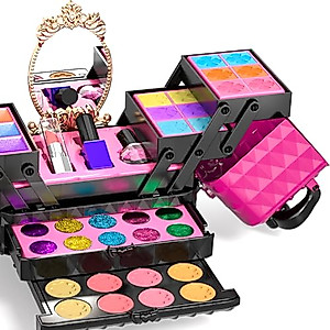 Kids Makeup Kit for Girl, 52 Pcs Pretend Makeup for Toddlers Kids, Washable Non Toxic Make Up for Girls, Pretend Play Toy Makeup Set Birthday for Little Girls Age 3 4 5 6 7 8 Years Old