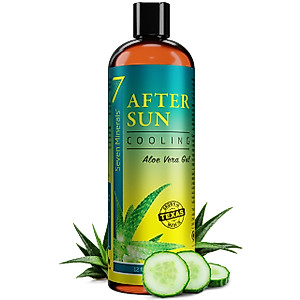 Seven Minerals NEW Cooling After Sun Gel with Aloe Vera - For Skin & Face with Instant Sunburn Relief. Unlike Regular Aftersun Lotion With Cucumber & Vitamin E (12 Fl Oz)
