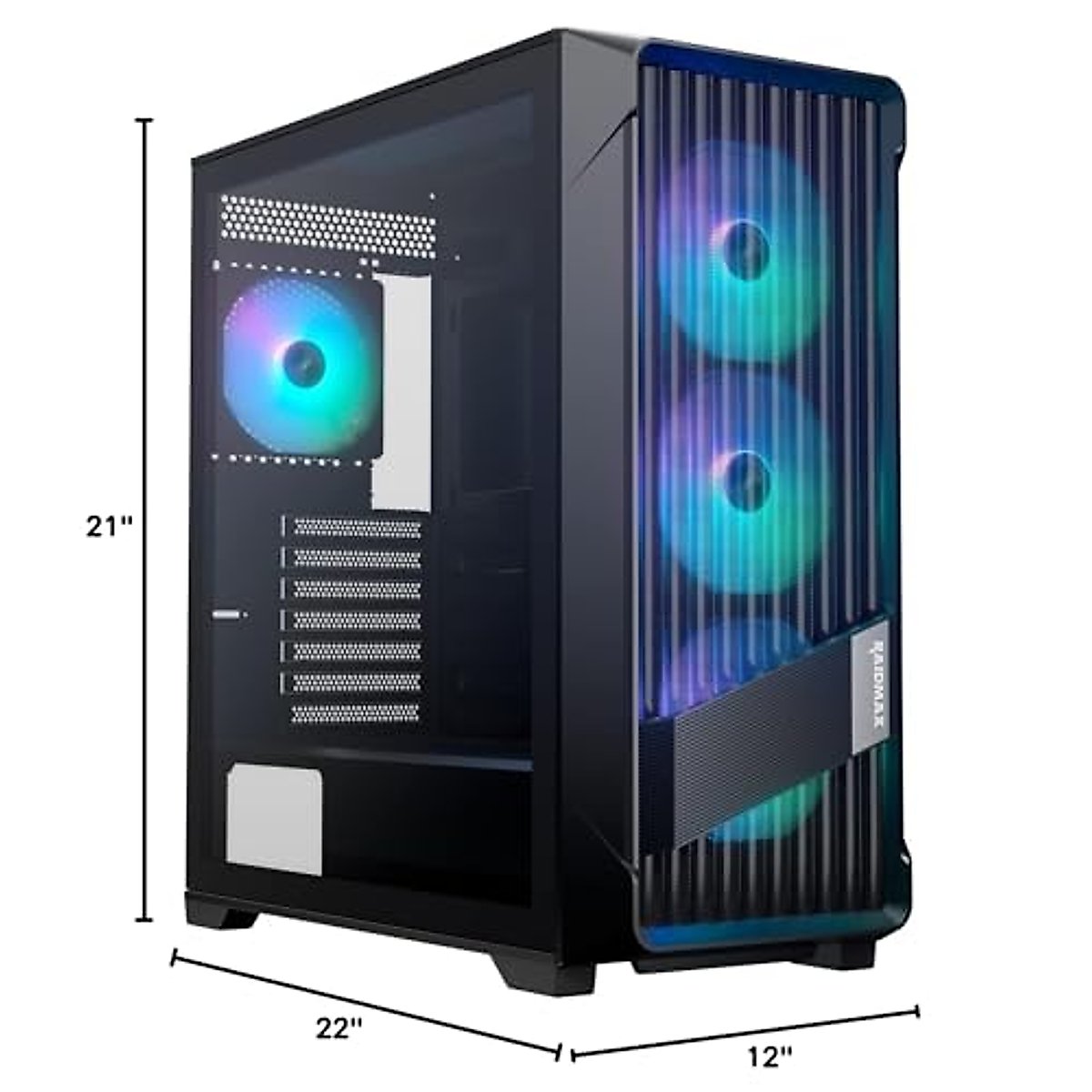 Raidmax X603 ATX Desktop Computer Gaming PC Case Mid Tower PC Case pre-Install x 4 addressable RGB ARGB Fans ATX USB 3.0 Tempered Glass PC Case (Black)