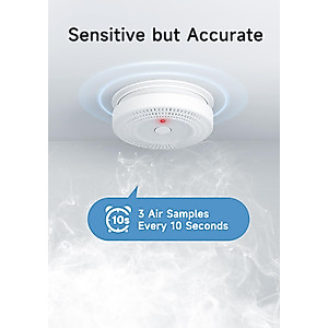 Smoke Detector, ‎Lecoolife, ‎9V Battery Operated Smoke Alarm with LED Indicator, Silence Button, Battery Powered 10-Year, White, 3 Pack