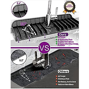 Decyam Upgrade Kitchen Sink Splash Guard, Silicone Faucet Handle Drip Catcher Tray, Kitchen Sponge Holder Faucet Absorbent Sink Protectors Mat for Kitchen Bathroom Sink Accessories (2 pcs black)