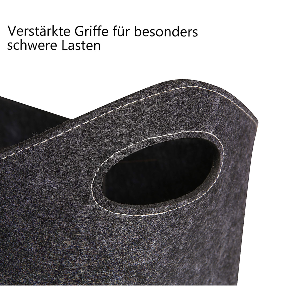 VIIRKUJA XXL Log Basket | Firewood Basket Made of Extra Thick Felt | Dark Grey | Felt Basket with Reinforced Handles for Firewood | Large