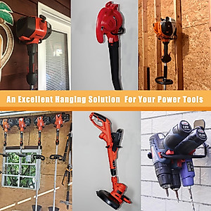 Juformin Garden Power Tool Hanger, String Trimmer Hanger, Weed Eater Rack, Garage Wall Hooks, Weedeater Hanger, Power Tool Holder for Garage Wall, Utility Hooks for Garage Tool Storage 2 Pcs