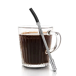 Reusable Straws Stainless Steel Straws Coffee Straw Filter Function Straw 7.6" Drinking Straw with Traveling Bags Easy to Carry & Clean for Tea, Coffee, Cocktails, Juice