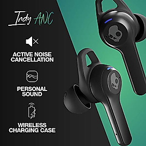 Skullcandy Indy ANC True Wireless In-Ear Earbuds / Active Noise Cancellation, Compatible with iPhone and Android, Bluetooth Earbud Headphone, Charging Case & Microphone, Best for Gym & Sports - Black